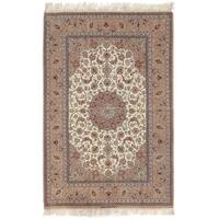 Canvello Ivory Silkroad Isfahan silk & wool Rug - 4'7" X 6'11" - 6'11 ...