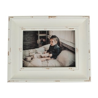 11.5" x 13.5" Traditional White Brown Distressed-Finish Picture Frame ...