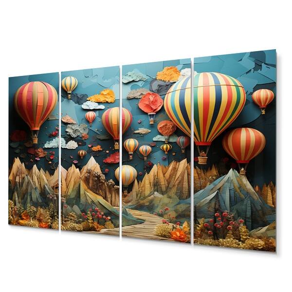 Designart "Colorful Hot Air Ballon Collage" Transportation Art Living ...