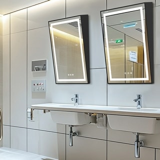 ADA Compliant Fixed Tilt Mirror Angle Aluminium Alloy Frame Bathroom ...