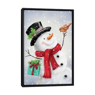 iCanvas "Snowman and Robin VI B" by MAKIKO Framed - Bed Bath & Beyond ...