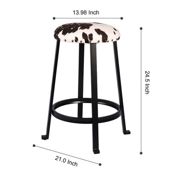 24 inch Backless Metal Bar Stool,Cow print Stool for Kicthen Bar-2 Pack ...