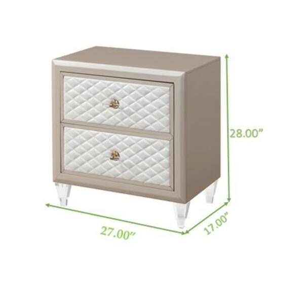 Acacia Nightstand with 2 Drawers Champagne Gold Color - Bed Bath ...