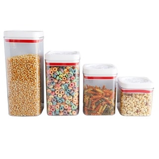 Premius 4 Piece Twist N’ Lock Air-Tight Plastic Square Canister Set ...