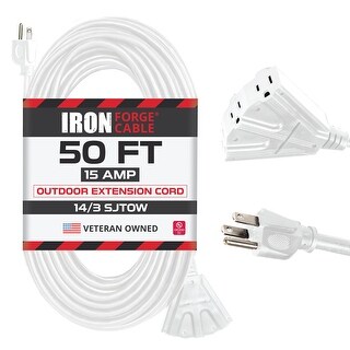 15 Amp Extension Cord 50 Ft 3 Outlets, SJTOW 14 Gauge Heavy Duty ...