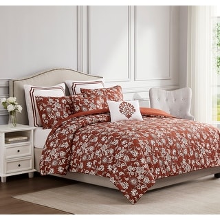Pheby Floral Embossed Comforter Set with Euro Shams - Bed Bath & Beyond ...