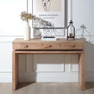 47" Floating Console Table with 3 Drawers, Wood Finish - Bed Bath ...
