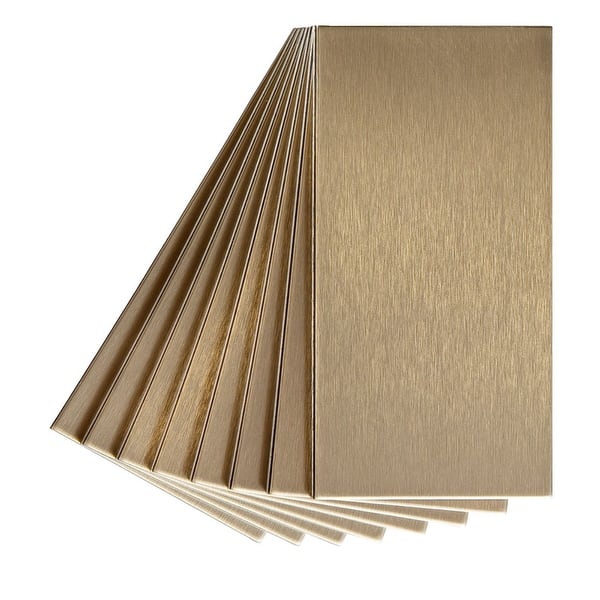 Aspect 3x6-inch Brushed Champagne Long Grain Metal Tile (8-pack) - Bed ...