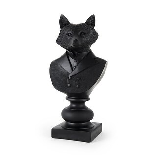 Black Resin Suited Fox Bust Sculpture - 5" W x 6" D x 13" H - Bed Bath ...