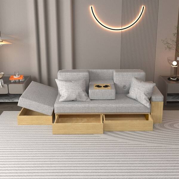Linen Multi-functional Storage Sofa with Removable Ottomans - Bed Bath ...