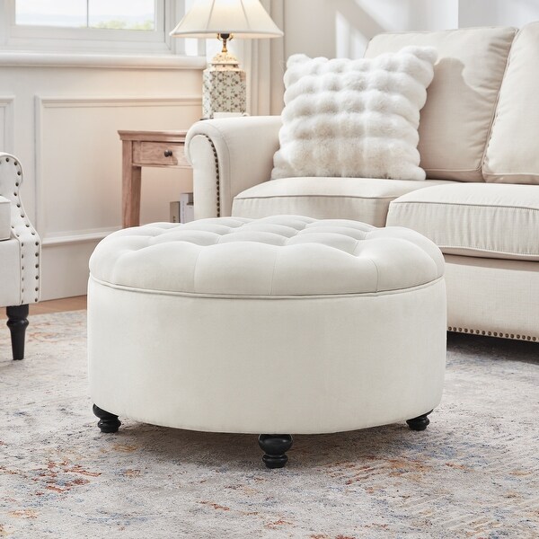 Oversized round storage ottoman store
