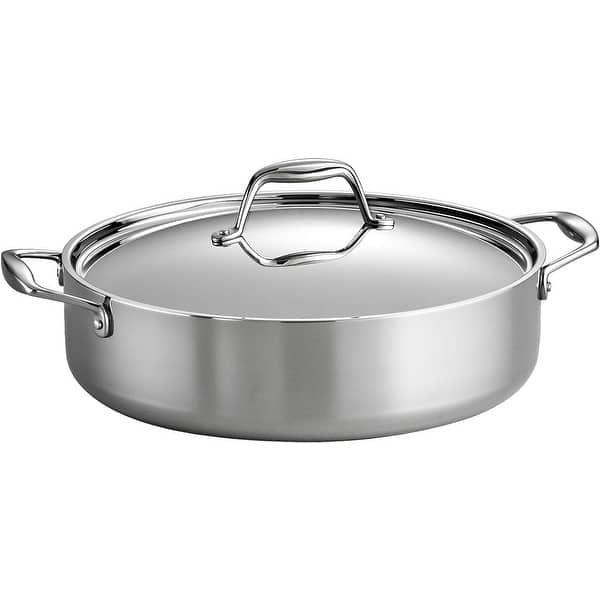 Tramontina 6-Quart Gourmet Tri-Ply Clad Covered Stainless Steel Braiser ...