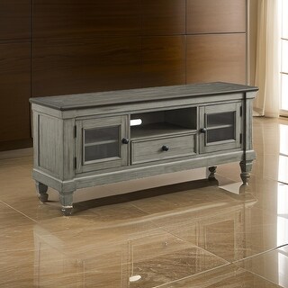 Rome 64 Inch TV Media Entertainment Console, Brown and Gray, Solid Wood ...