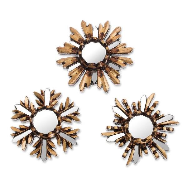 Handmade Snowy Reflection Bronze Gilded Cedar Wood Mirrors (Peru) - 3.9 ...