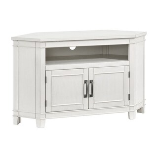 Alexa 50 Inch TV Corner Entertainment Console, Cubby, Cabinet, White ...