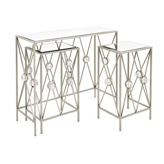 IMAX Home 11927-3 Ailenne Three Piece Glass Top Iron Nesting Table Set ...