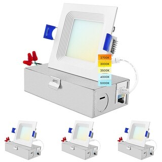 Luxrite 3 Inch Square LED Recessed Lighting, 8W, 5CCT Color Selectable ...