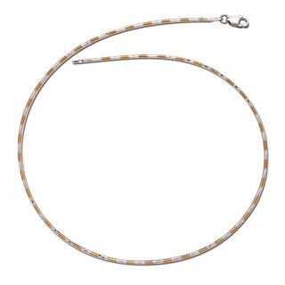 Curata Italian Sterling Silver Two-tone 2mm Round Omega Chain Necklace ...