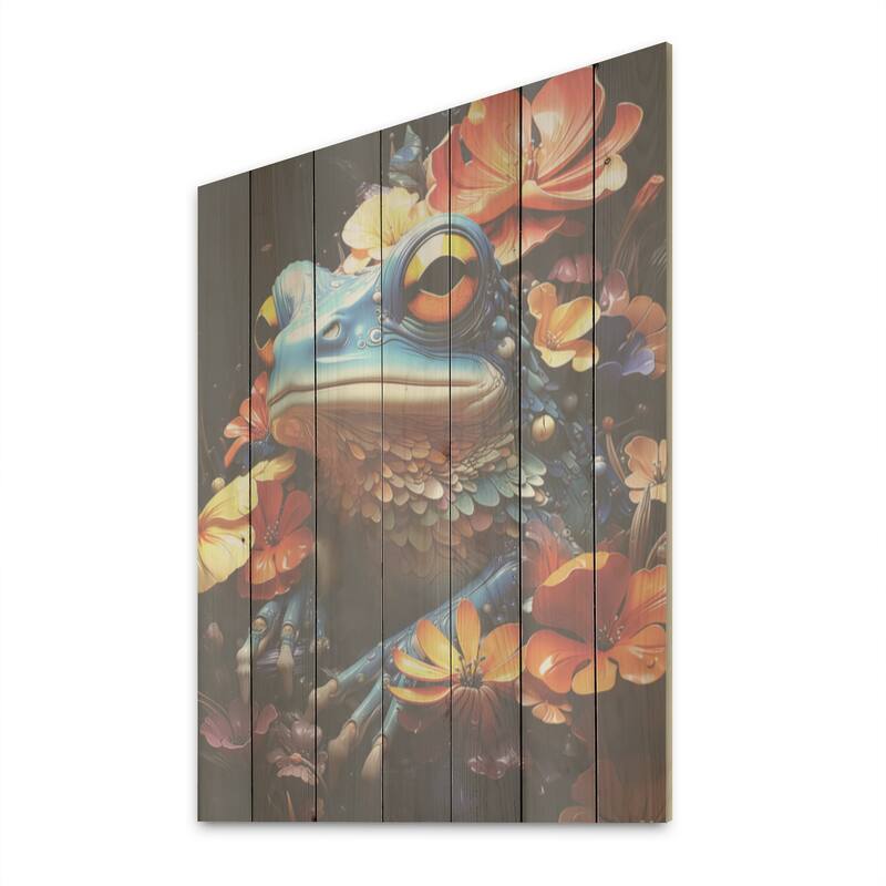 Designart "Cosmic Frog Journey" Frogs & Toads Wood Wall Decor - Modern ...