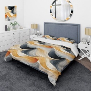 Designart "Coastal Reflections III" Grey Modern Bed Cover Set With 2 ...