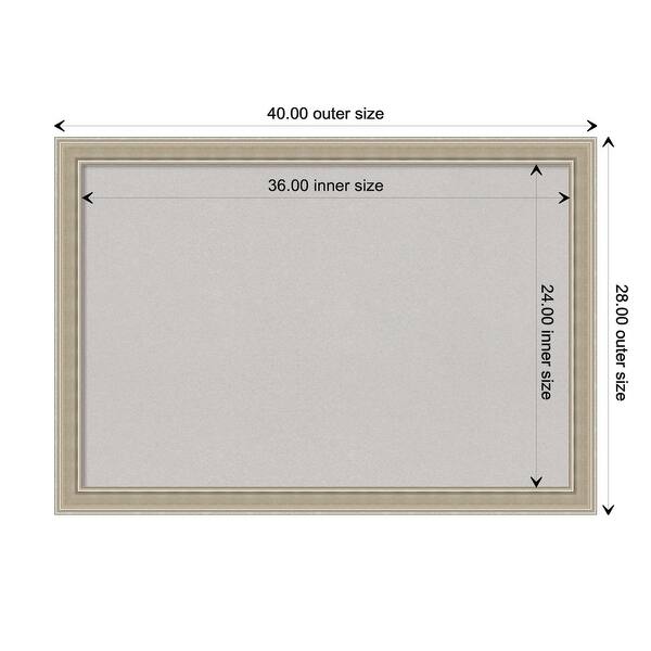 Mezzo Silver Wood Framed Grey Corkboard Bulletin Board - Bed Bath ...