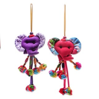Novica Handmade Mini Tusk In Purple-Pink Cotton-Blend Ornaments (Pair ...