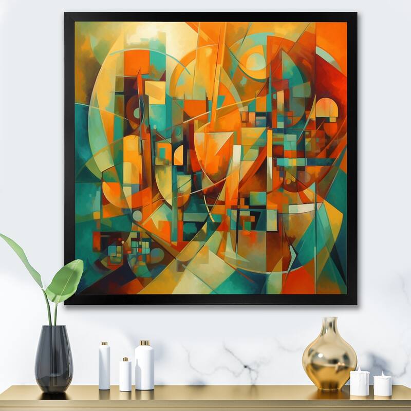 Designart "Abstracting The Cubist Form Iii" Abstract Cubism Framed Wall ...