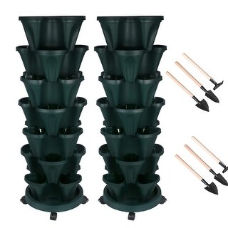 Stackable Planter, Vertical Garden Planter with Wheels and Tools, Self ...