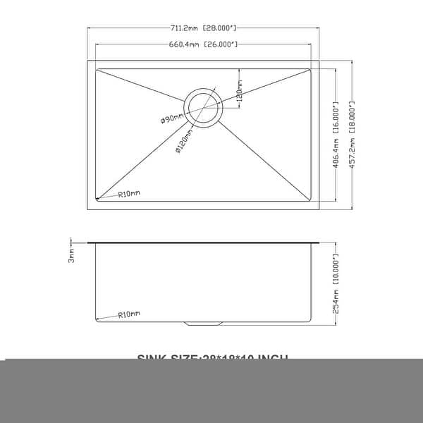 28 inch Undermount Kitchen Sink Gunmetal Black Stainless Steel Deep ...