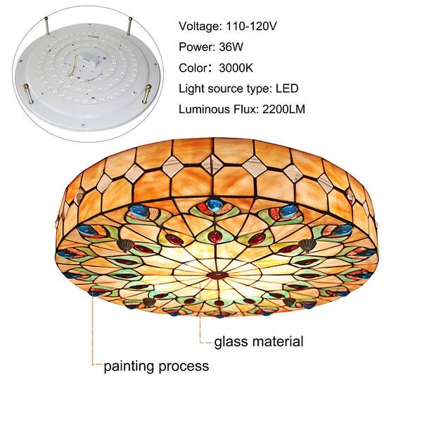 Classic Tiffany-style Flush Mount Ceiling Light with Pearls - On Sale ...