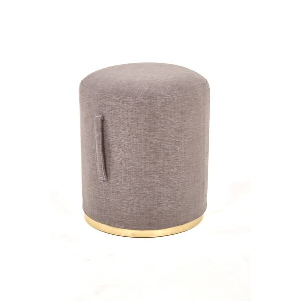 Pouf Upholstered Ottoman, Small Brass/ Gray - Bed Bath & Beyond - 32606807