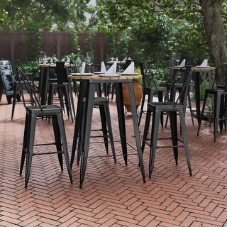 30" RD Commercial Poly Bar Top Restaurant Table with Steel Frame - Bed ...