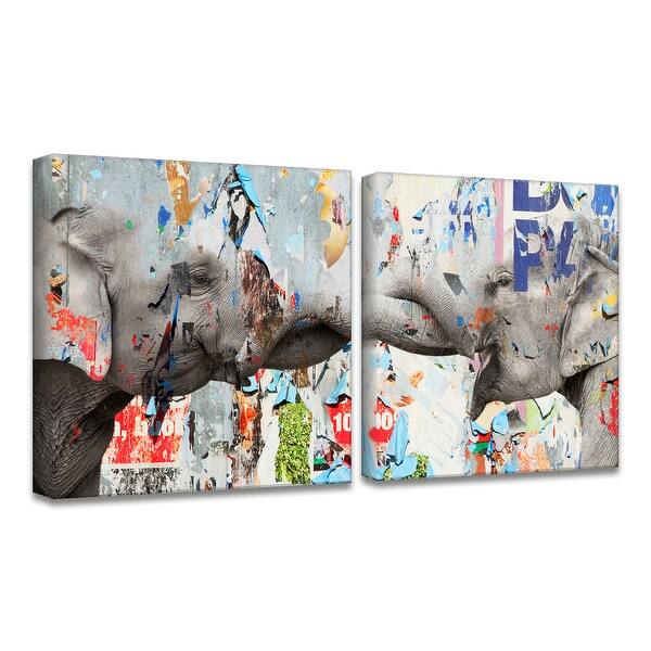 The Curated Nomad 'Saddle Ink Elephant VI' Canvas Wall Art Set - Bed ...