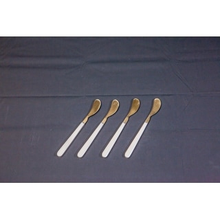 Set of 4 Cocktail Spreaders w/ White Resin Handles in Giftbox - Gold ...