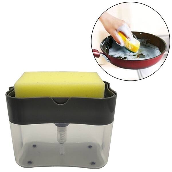 2 In 1 Soap Dispenser Pump Sponge Holder Countertop Dishwashing Liquid ...