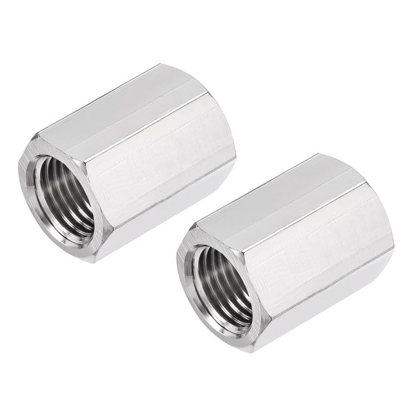2pcs Hex Pipe Coupling Fitting Female Thread Nickel Plated Connector ...