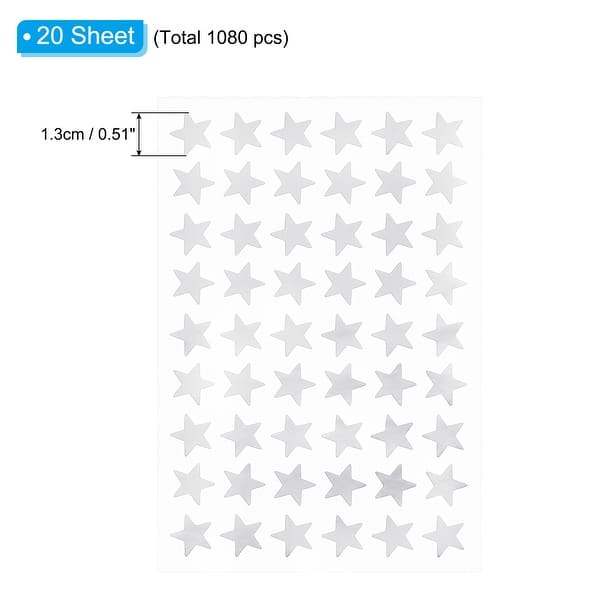 1080 Pcs Star Reward Stickers, 20 Sheet Foil Colorful Sticker, Silver ...