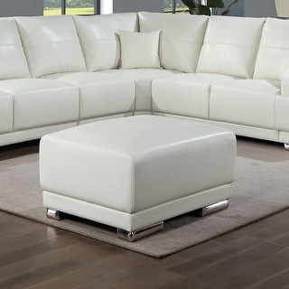 Leonara Contemporary White Faux Leather Ottoman by Furniture of America ...