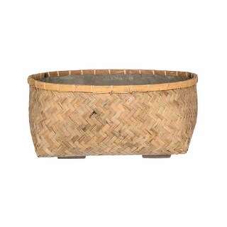 Pottery Pots 24.80"W XL Round Bamboo Cement/Bamboo Indoor Outdoor Nala ...