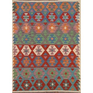 Reversible Kilim Oriental Area Rug Flat-weave Multi-Color Wool Carpet ...