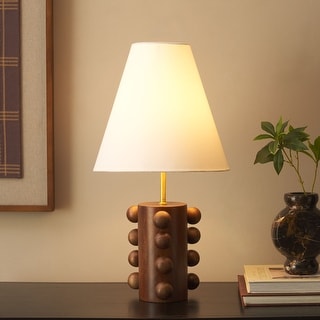 SAFAVIEH Lighting Millie Table Lamp 22-inch Wood Base Design - 12"W x ...