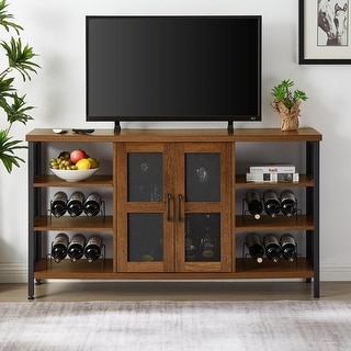 Mixoy Convertible Wine Bar Cabinet,55" Rattan Buffet Sideboard with ...