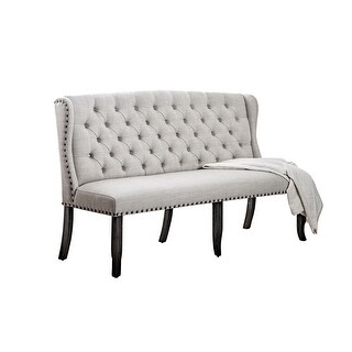 Stylish Long bench with tufted back, ivory - Bed Bath & Beyond - 21428867