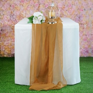 12 Piece Premium Chiffron Wedding Extra Wide Table Runners Gold - 22" x ...