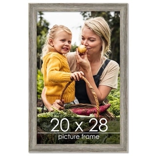 20x28 Distressed/Aged Contrast Grey Complete Wood Picture Frame with UV ...