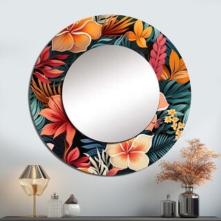 Designart "Playful Jungle Botanical Pattern" Botanical Round Office ...