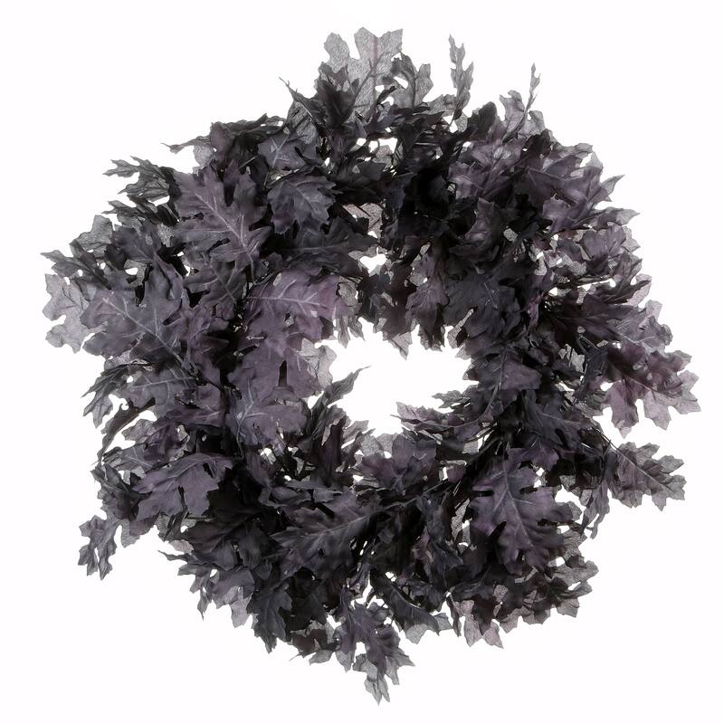 National Tree Company Artificial Wreath, Black, Oak Leaves, Halloween ...