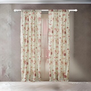 Rosle Set of 2 Window Curtains, Cotton, Antique Rose Print, Multicolor ...