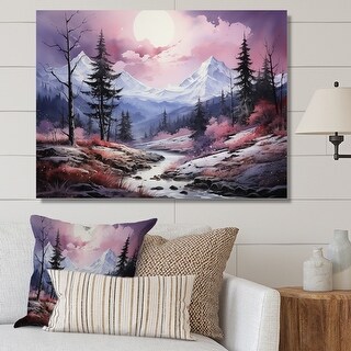 Designart "Purple Pink Mountains Majestic Heights Pointillism II ...