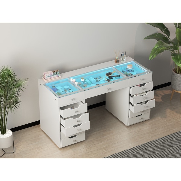 Makeup Desk Rotating Dresser and Desk 6 Drawer Dresser Vanity Makeup ...